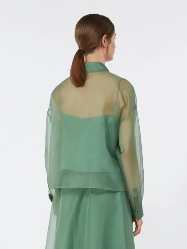 Max Mara Silk Organza Shirt With Slip Top - Green