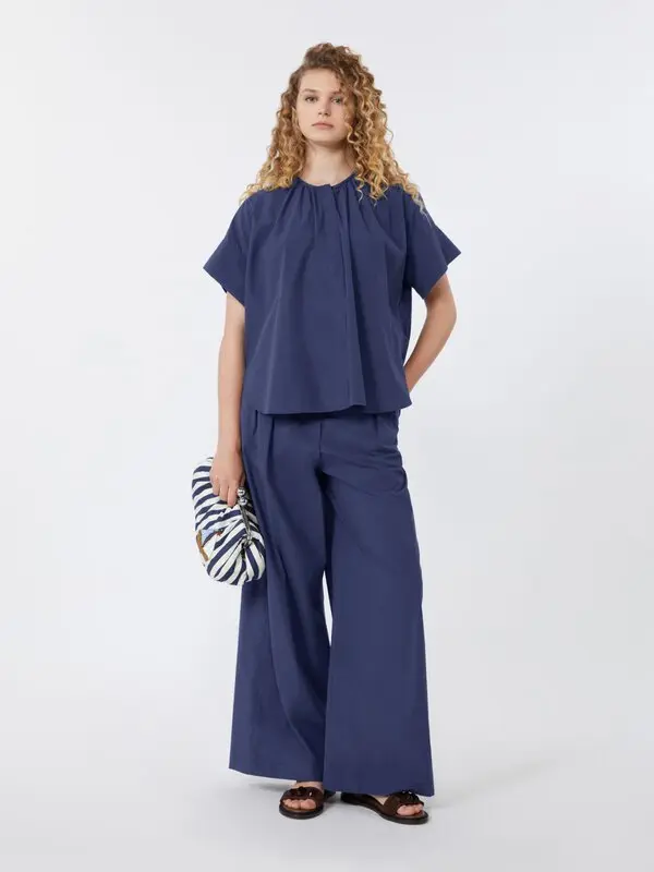 Max Mara Wide-leg Cotton Poplin Trousers