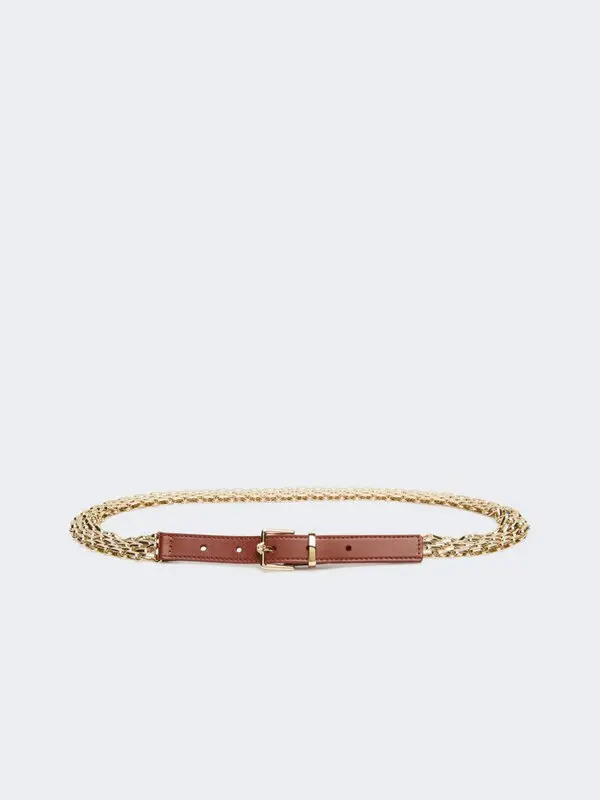 Max Mara Metallic Chain And Leather Belt - Gold