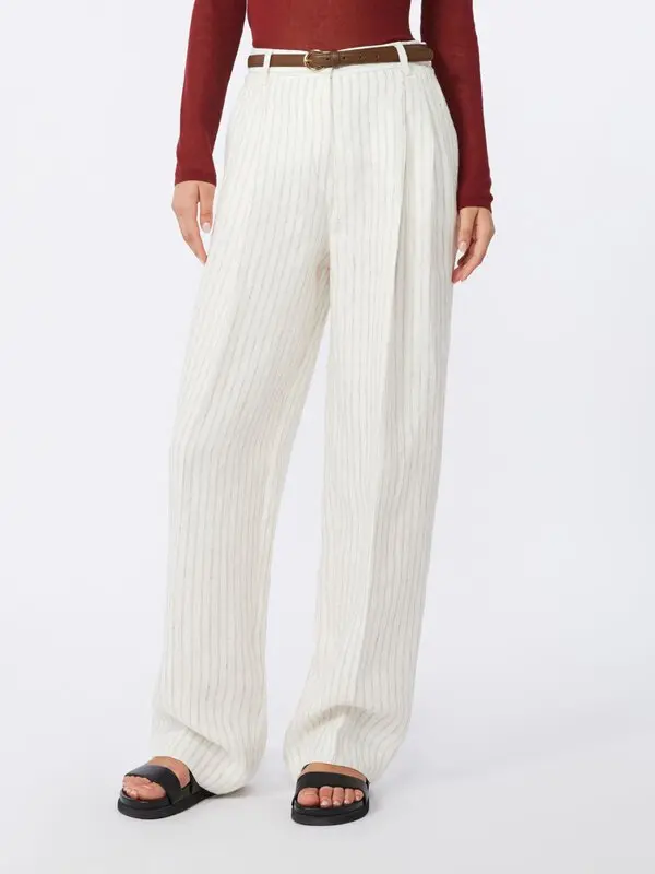 Max Mara Pinstripe Linen Trousers