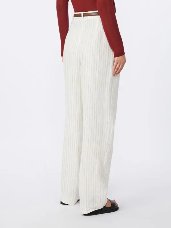 Max Mara Pinstripe Linen Trousers