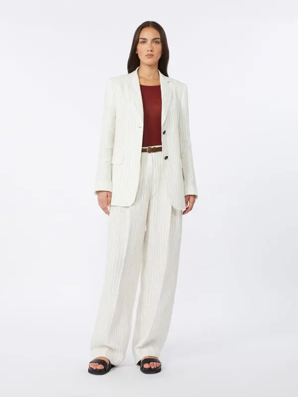 Max Mara Pinstripe Linen Trousers