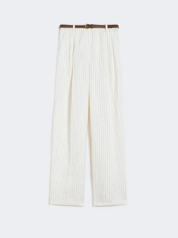 Max Mara Pinstripe Linen Trousers