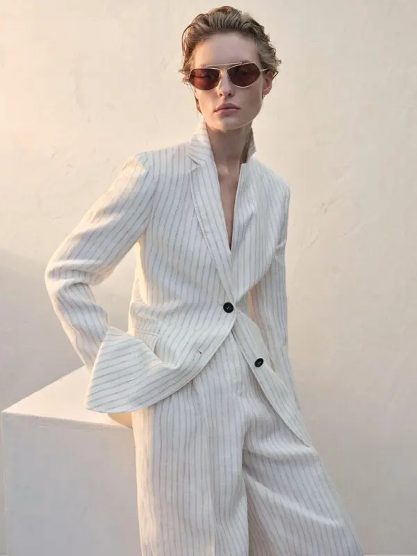 Max Mara Pinstripe Linen Trousers