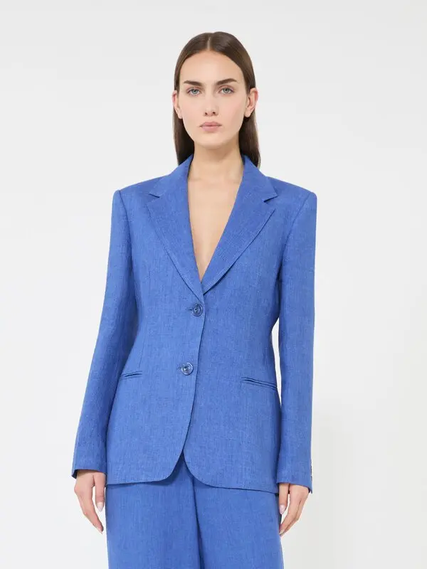 Max Mara Linen Twill Blazer - Navy