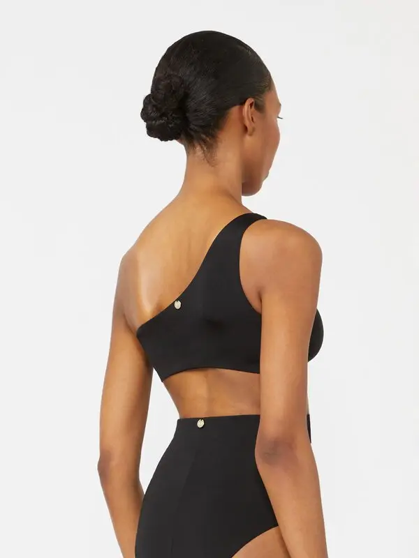Max Mara Shiny Jersey One-shoulder Bikini Top - Black