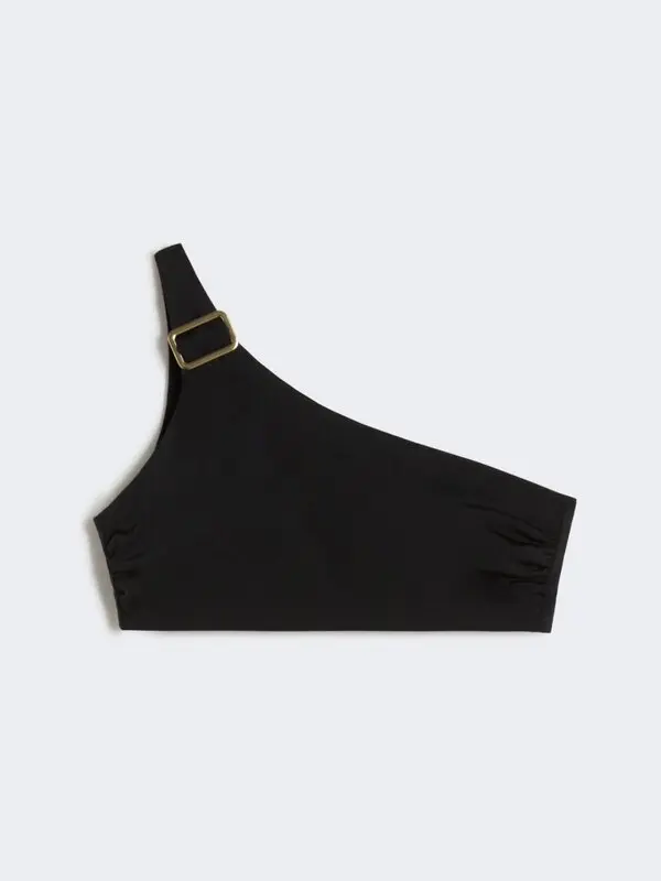 Max Mara Shiny Jersey One-shoulder Bikini Top - Black