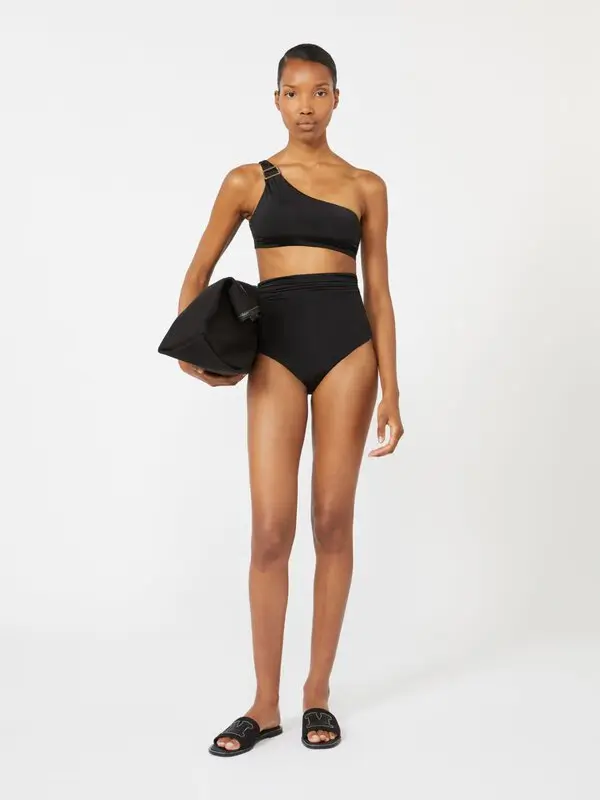 Max Mara Shiny Jersey One-shoulder Bikini Top - Black