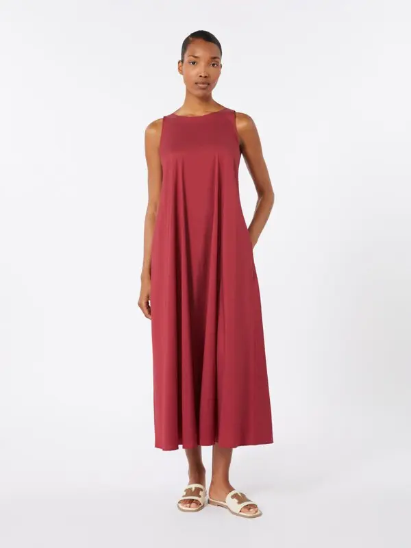 Max Mara Flared Stretch Poplin Maxi Dress - Geranium