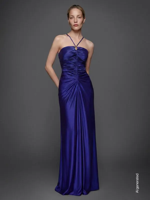 Max Mara Viscose Jersey Long Bustier Dress - Cornflower Blue