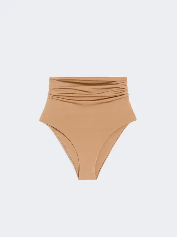 Max Mara Shiny Jersey Culotte-style Bikini Bottom - Camel