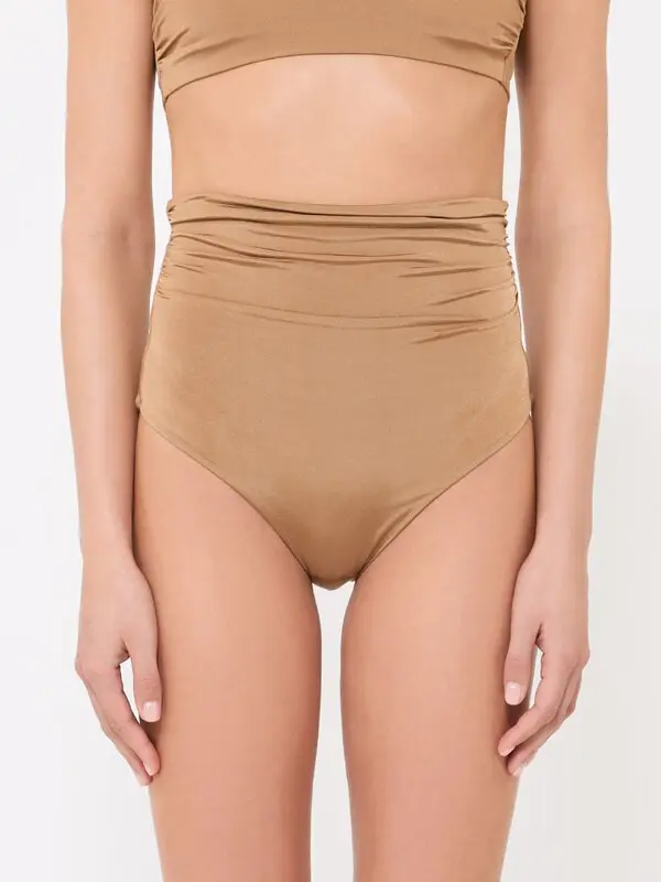 Max Mara Shiny Jersey Culotte-style Bikini Bottom - Camel