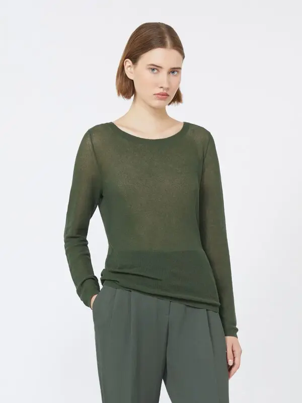 Max Mara Slim-fit Cotton-blend Sweater - Kaki