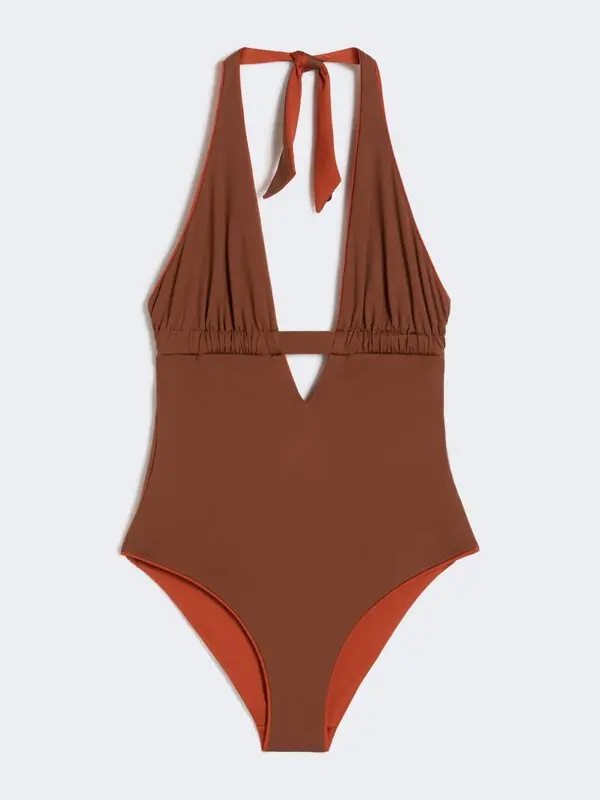 Max Mara Reversible V-neck One-piece Swimsuit - Chocolate