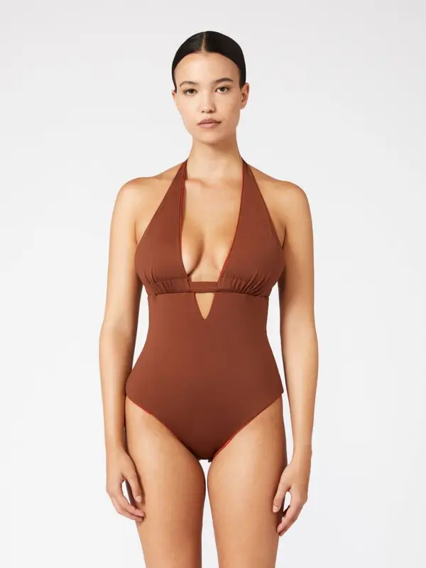 Max Mara Reversible V-neck One-piece Swimsuit - Chocolate