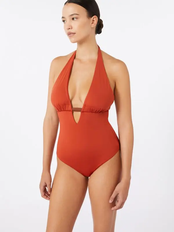 Max Mara Reversible V-neck One-piece Swimsuit - Chocolate
