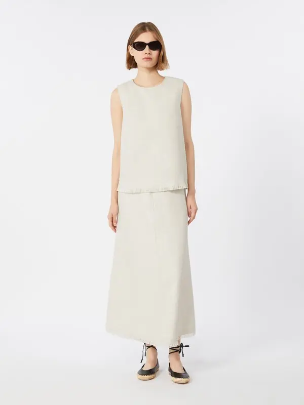 Max Mara Cotton And Linen Basketweave A-line Skirt