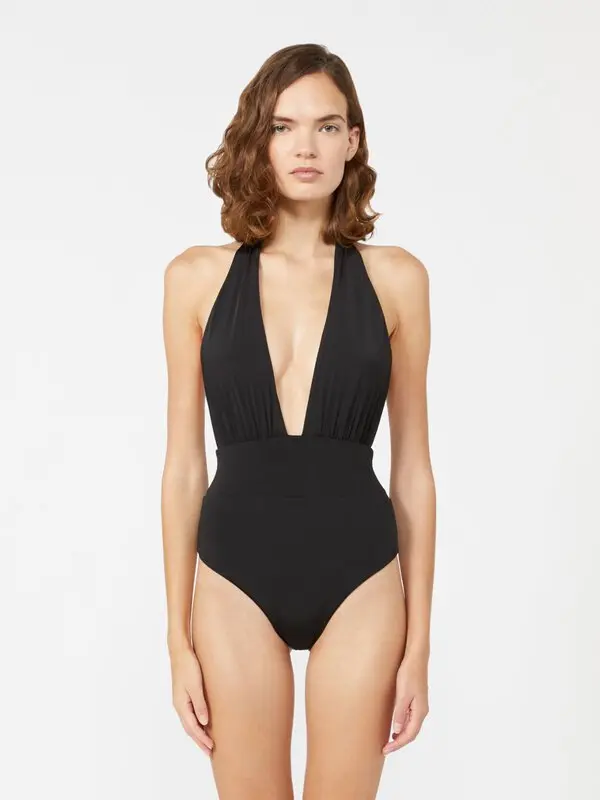 Max Mara Shiny Jersey Halter One-piece Swimsuit