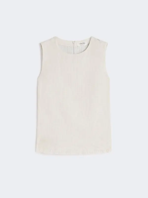 Max Mara Cotton And Linen Basketweave Top - Ivory