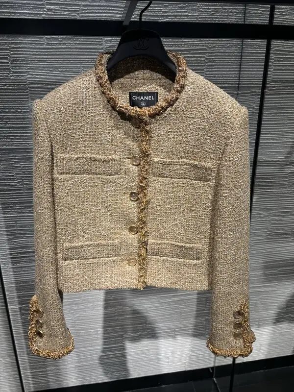 Chanel Tweed Collarless Jacket - Beige