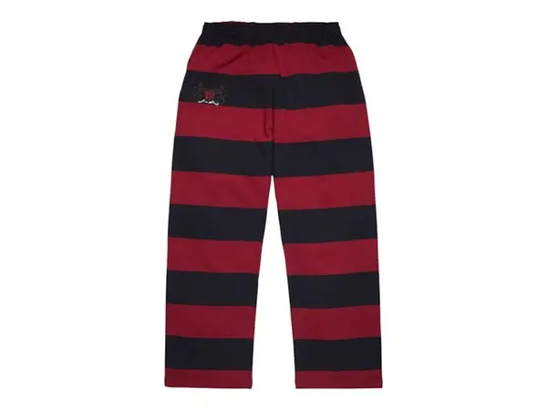 DENIM TEARS Striped Crest Open Hem Sweatpant - Red/navy Blue