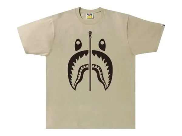 A BATHING APE Bicolor Shark Tee Shirt - Beige