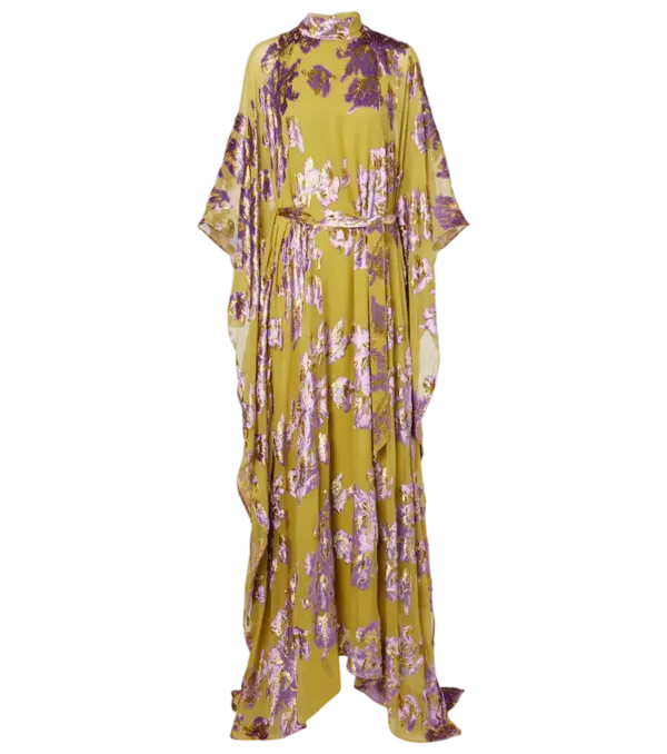 TALLER MARMO Leonor Floral Fil Coupé Kaftan - Yellow