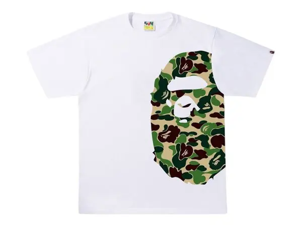 A BATHING APE Abc Camo Side Big Ape Head Tee Shirt - White/green