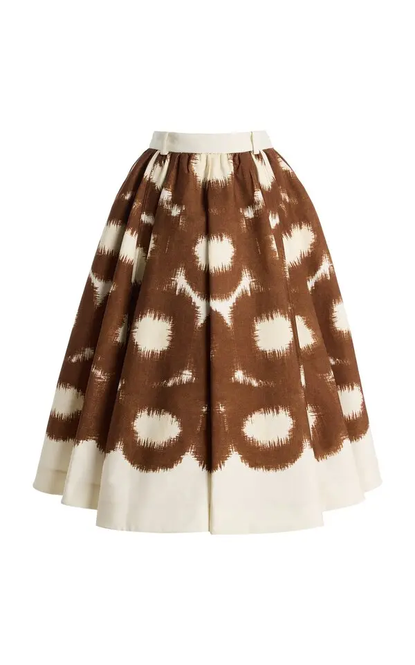 Prada Printed Cotton-canvas Midi Skirt - Brown