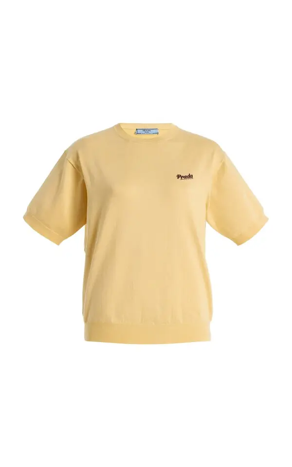 Prada Embroidered Silk Sweater - Yellow