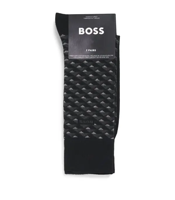 BOSS Cotton-blend Patterned Socks - Black