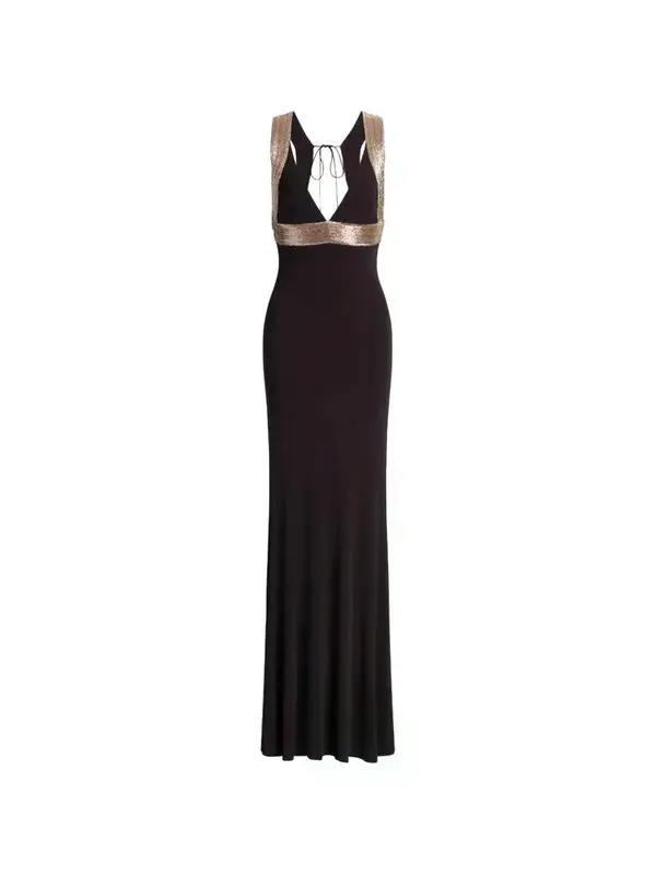 Alberta Ferretti V-neck Maxi Dress - Brown