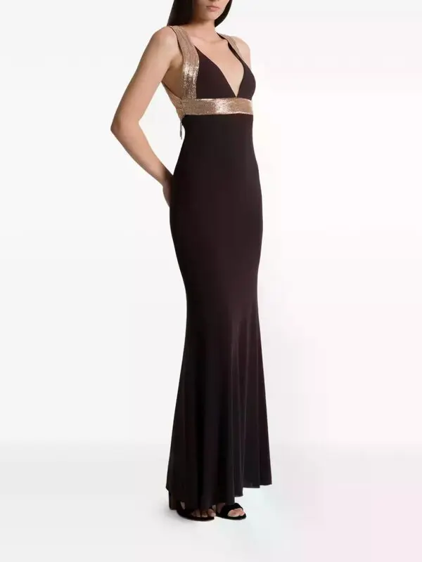 Alberta Ferretti V-neck Maxi Dress - Brown