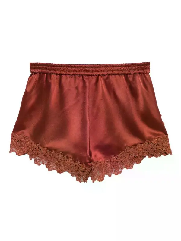 Cynthia Rowley Embroidered Satin Shorts - Brown
