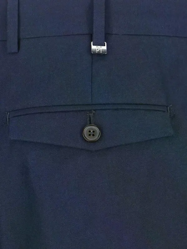 PT TORINO Button Pleat Trousers - Blue