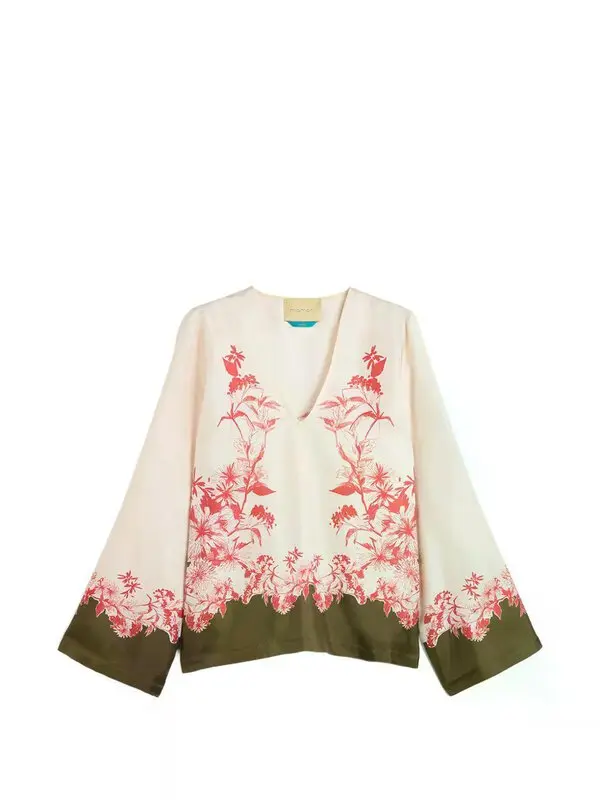 Momoni Long Sleeve Floral Print Blouse