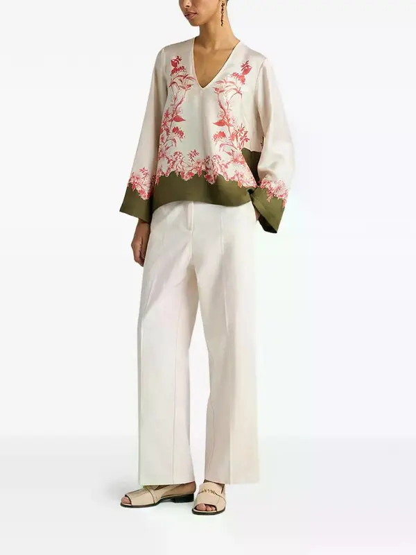 Momoni Long Sleeve Floral Print Blouse