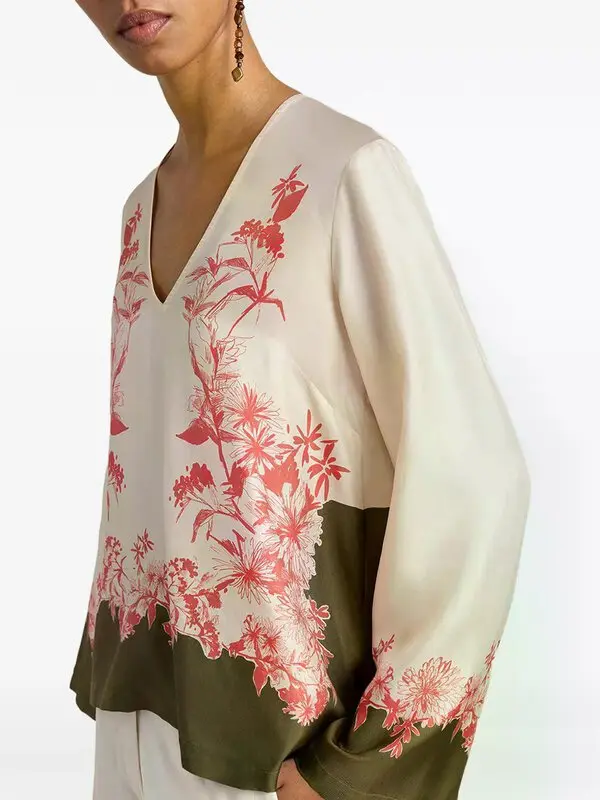 Momoni Long Sleeve Floral Print Blouse