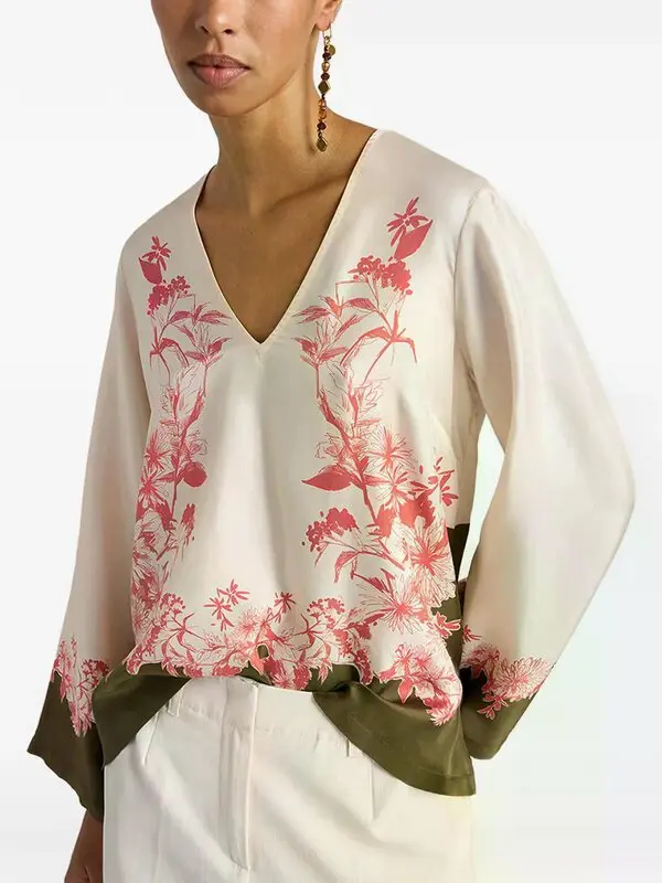 Momoni Long Sleeve Floral Print Blouse