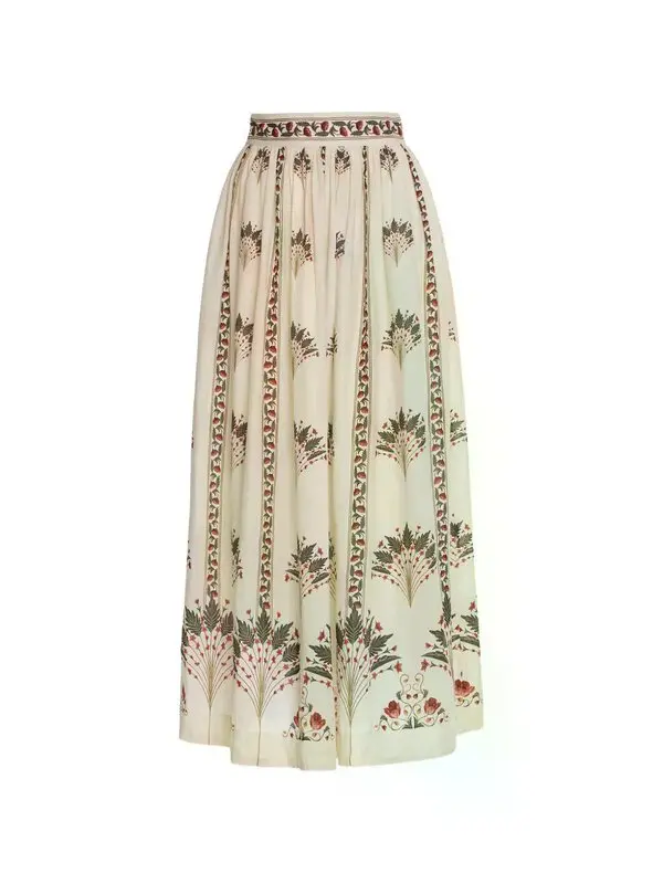 Agua Bendita Andes Floral-print Maxi Skirt - Neutrals
