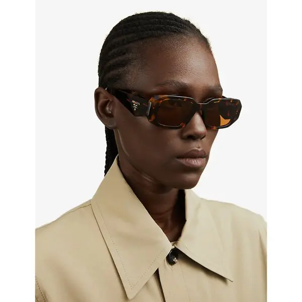 Prada Pr 17ws Rectangle-frame Sunglasses - Yellow