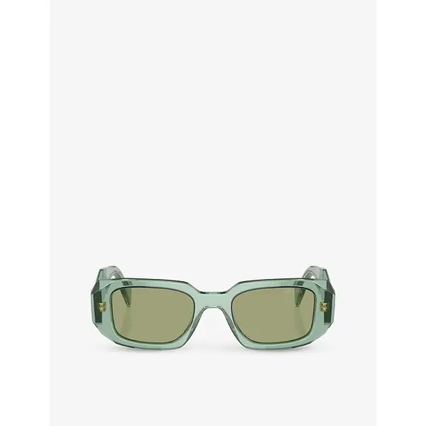 Prada Pr A25s Rectangle-frame Sunglasses - Green
