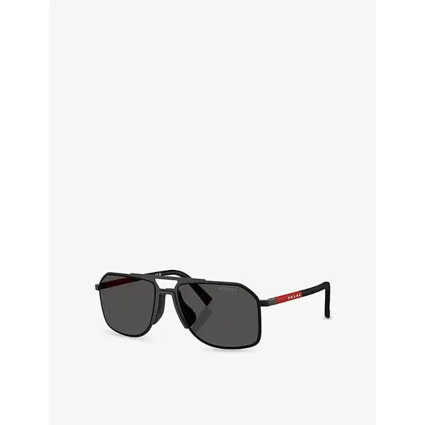Prada Pilot-frame Metal Sunglasses - Black