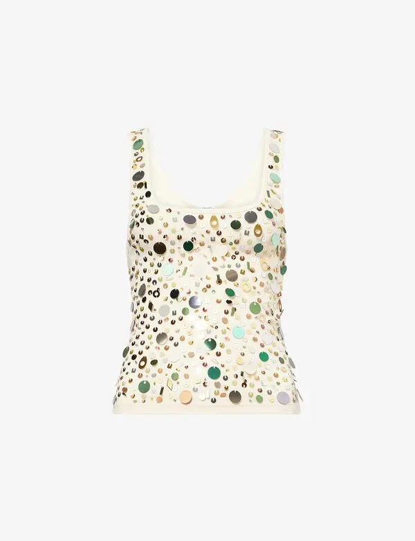 JADED LONDON Sequin-embellished Stretch-rib Vest Top