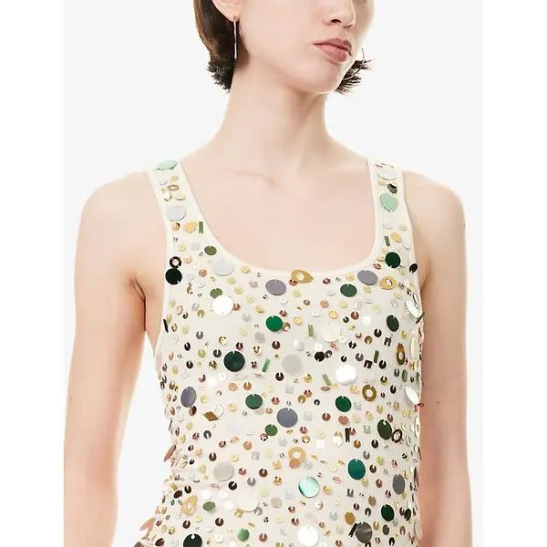 JADED LONDON Sequin-embellished Stretch-rib Vest Top