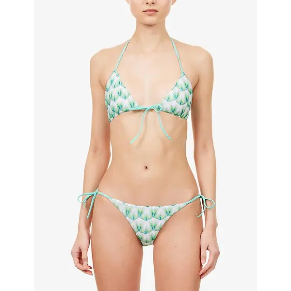 Missoni Chevron-print Raschel Knit Bikini Set - Multi Light Blue/green