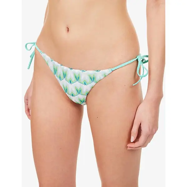 Missoni Chevron-print Raschel Knit Bikini Set - Multi Light Blue/green