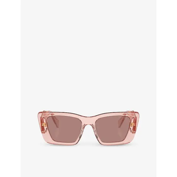 Prada Pr 08ys Rectangle-frame Sunglasses - Pink