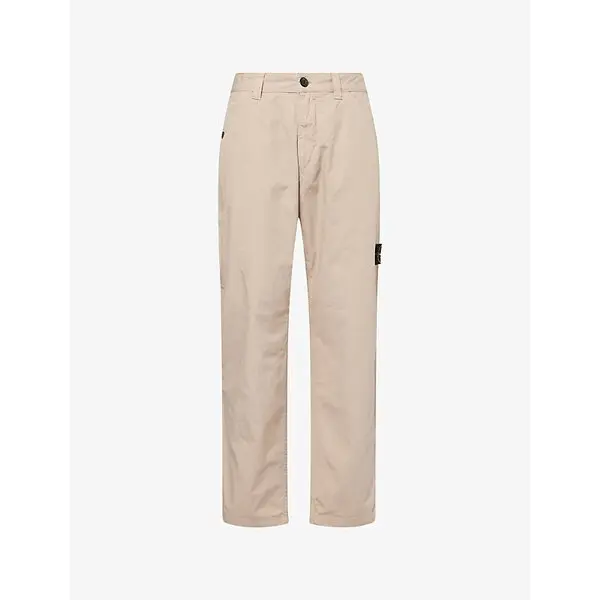 Stone Island Straight-leg Logo-patch Cotton-ripstop Trousers