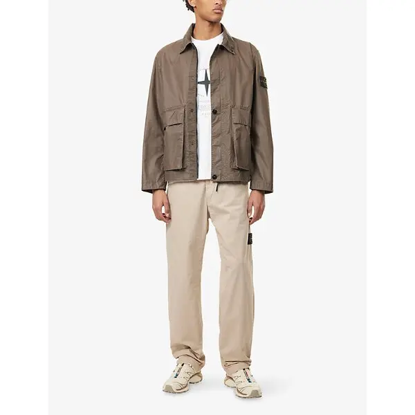 Stone Island Straight-leg Logo-patch Cotton-ripstop Trousers